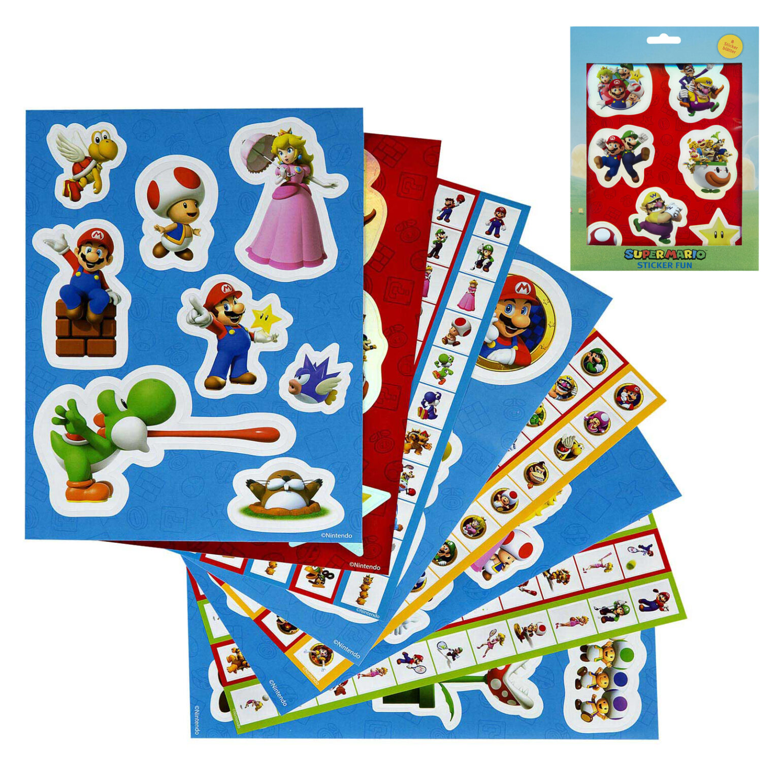 Super Mario sticker set 8 vellen - Toptraktaties.nl